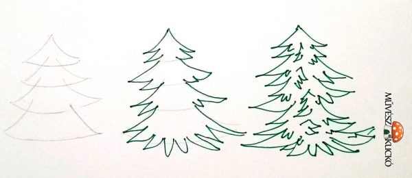 Karácsonyfa rajz – az egyszerű fenyőtől az ünnepélyesig - Szárnyaló ...